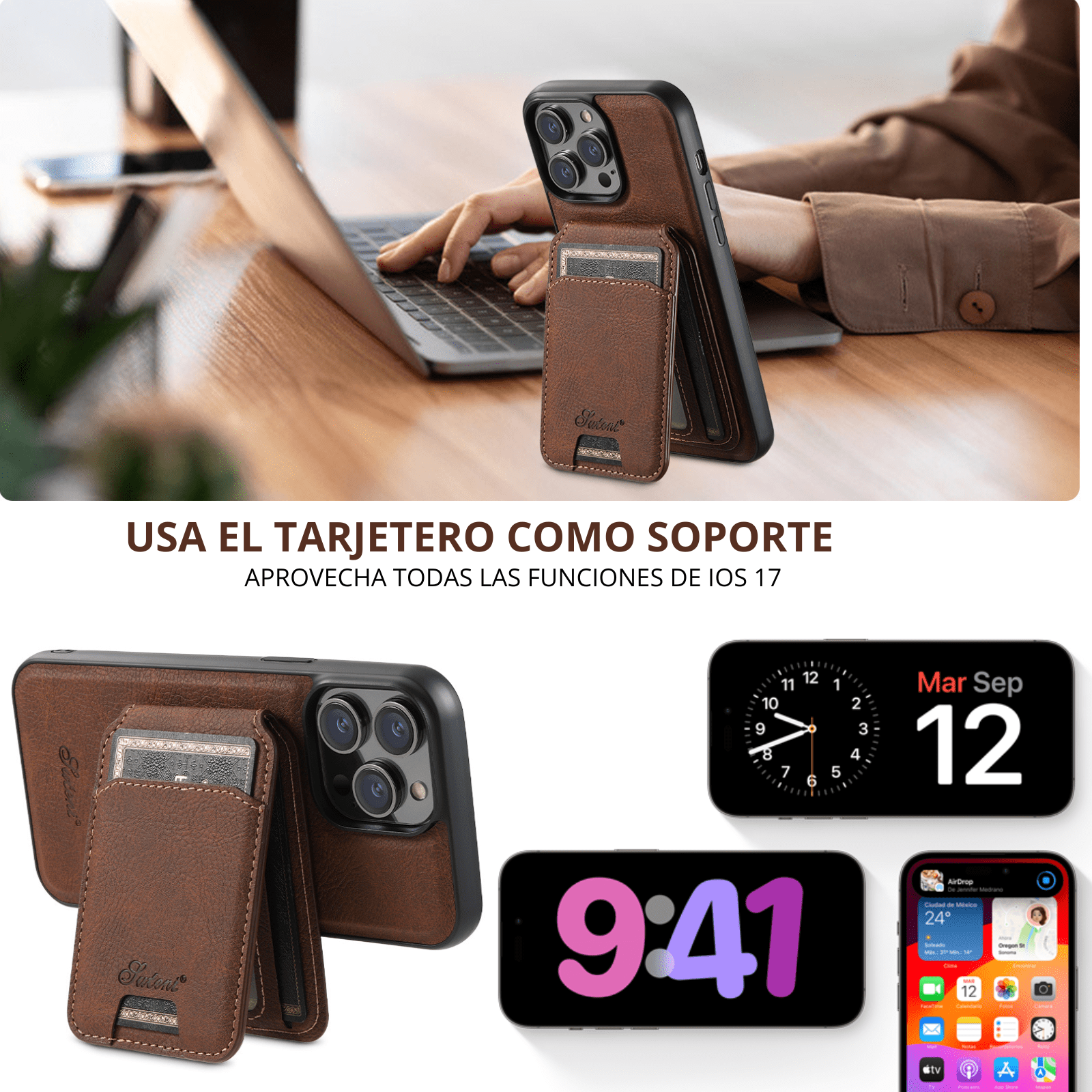 Funda De Cuero Para IPhone con Tarjetero Magsafe – Fundas y billeteras ...